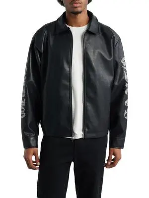 SANTO STUDIO Faux Leather Biker Jacket - Black Fade