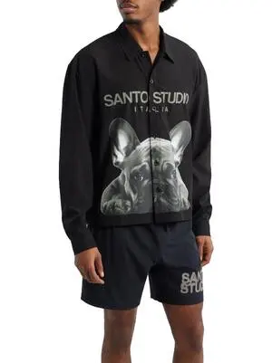 SANTO STUDIO My Dawg Button-up Long Sleeve Shirt - Black