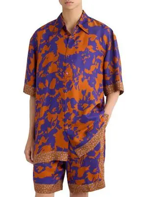 Dries Van Noten Cassidy Short Sleeve Button-up Shirt - Orange