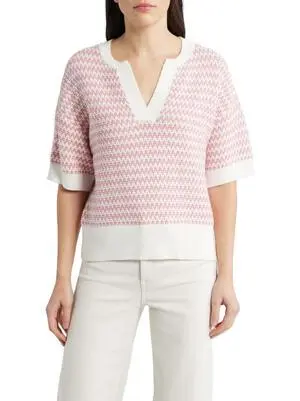 Bernardo Jacquard Popover Sweater - Blush
