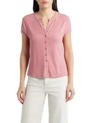 Bernardo Ribbed Buttoned Shirt - Blush