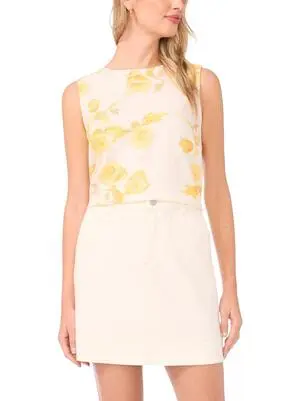 Vince Camuto Printed Sleeveless Top - New Ivory
