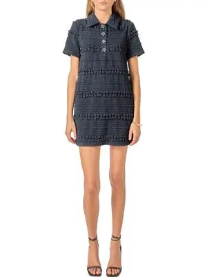 English Factory Embroidered Stretch Polo Minidress - Navy