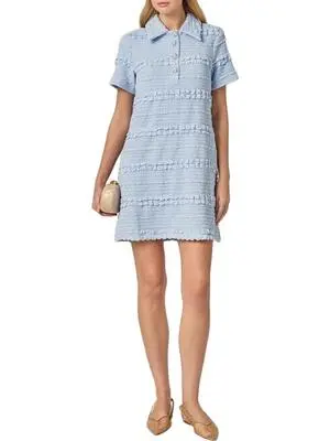 English Factory Embroidered Stretch Polo Minidress - Powder Blue
