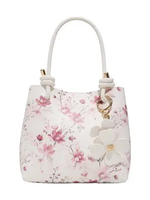 Aldo Faux Leather Satchel With Floral Print - White/multi