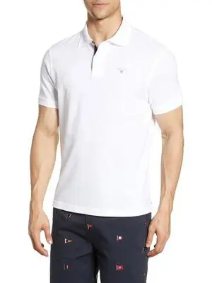 Barbour Regular Fit Tartan Piqué Polo - White/dress