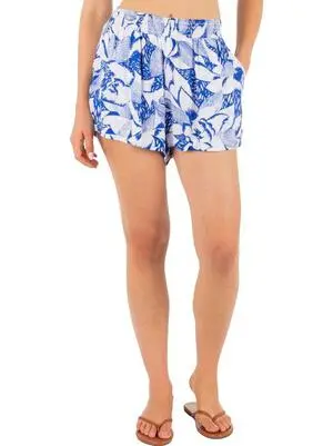 Hurley Floral Crinkle Gauze Smocked Shorts - Hydro