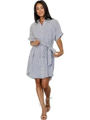 BALTIC BØRN Seersucker Shirt Dress - Blue Stripe