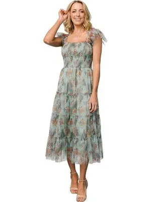 BALTIC BORN Clementine Tulle Midi Dress - Sage Multi Floral