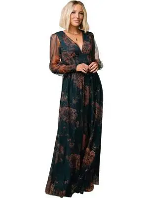BALTIC BORN Layla Tulle Maxi Dress - Copper + Blue Metallic