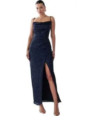 BWLDR Indy Maxi Dress Navy Sequin