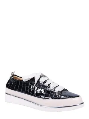 Ron White Novella Avara Croc Embossed Leather Sneakers - Onyx