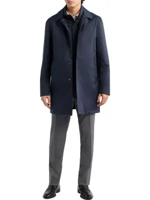 Canali Ultralight Waterproof Car Coat With Removable Bib - Navy