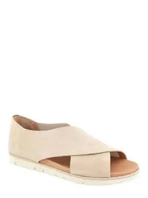 Gentle Souls Leslie Peep-Toe Flat Sandal Doe Suede
