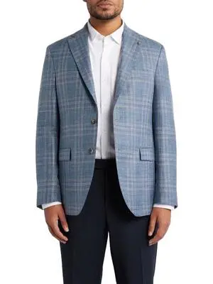 JACK VICTOR Midland Contemporary Fit Plaid Sport Coat - Mid Blue