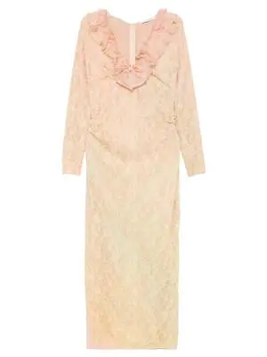 Alessandra Rich Ruffled Midi Dress - Neutrals