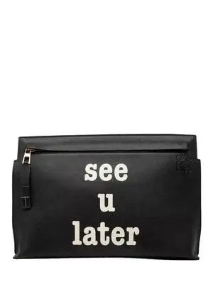 Loewe 2017 Calfskin Anagram See U Later T Pouch - Black