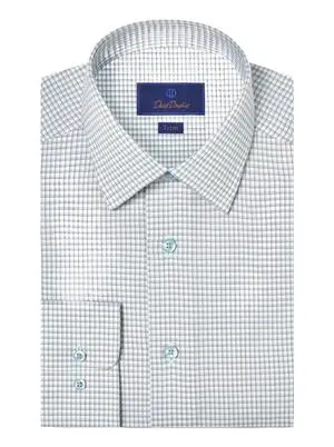 DAVID DONAHUE Trim Fit Check Cotton Dobby Dress Shirt