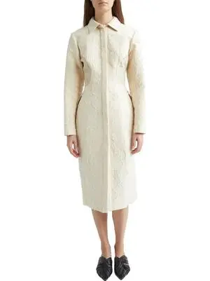 MERUERT TOLEGEN Floral Jacquard Cocoon Coat - Cotton Jacquard