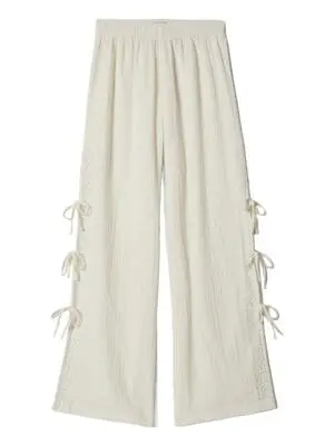 Brixton Seaside Eyelet Wide Leg Pants - Off White Eyelet