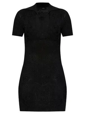 Amiri V-neck Knitted Mini Dress - Black