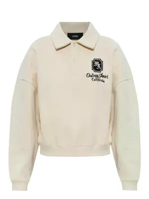Amiri Ma Chateau Embroidered Cotton Polo Top - Neutrals