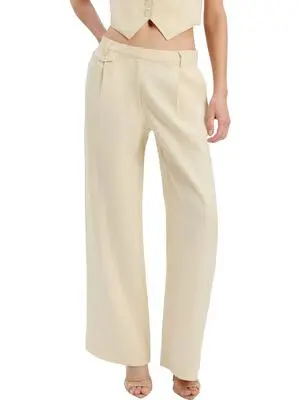 Bardot Geordy Wide Leg Linen Pants - Eggnog
