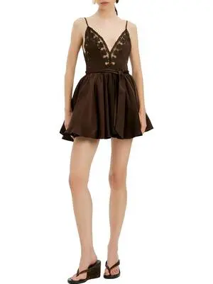 Bardot Natalia Fit & Flare Minidress - Dark Choco