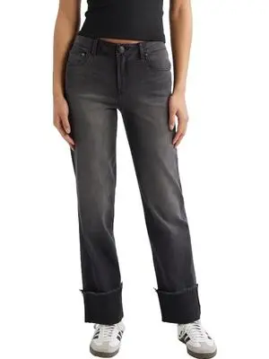 1822 Denim Cuffed Raw Hem Straight Leg Jeans - Watson