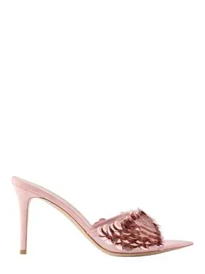 GIANVITO ROSSI Sequined Mesh Mules - Pink