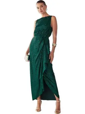 BWLDR Dewan Maxi Dress Emerald Sequin