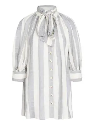 Zimmermann Pussy-bow Striped Gauze Blouse - Ivory