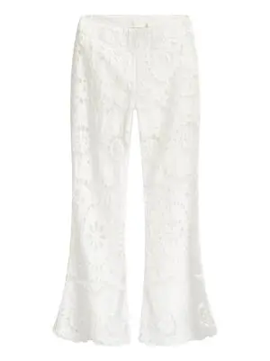 Zimmermann Broderie Anglaise Linen Flared Pants - Ivory