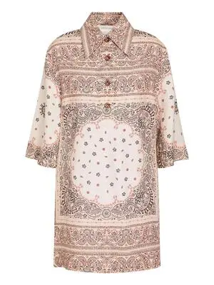 Zimmermann Paisley-print Linen Tunic - Beige