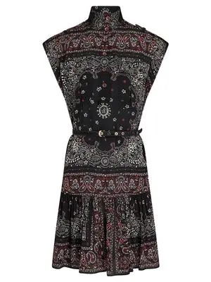 Zimmermann Belted Paisley-print Mini Shirt Dress - Black
