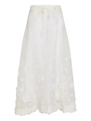 Zimmermann Linen And Silk-blend Midi Skirt - Ivory