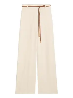 Zimmermann Belted Linen Wide-leg Pants - Cream