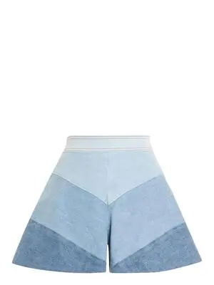 Zimmermann Paneled Denim High-rise Shorts - Light Denim