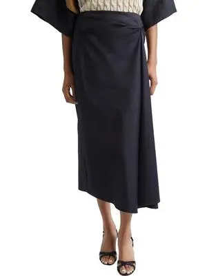 Max Mara Paggi Asymmetrical Stretch Sateen Midi Skirt - Black