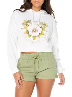 Roxy Graphic Cropped Hoodie - Cloud Dancer