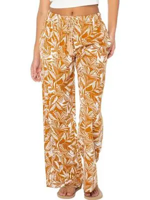 Roxy Tropical Print Drawstring Pants - Cathay Spice