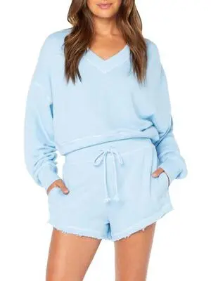 Roxy Relaxed Fit V-neck Cotton Sweatshirt - Airy Blue
