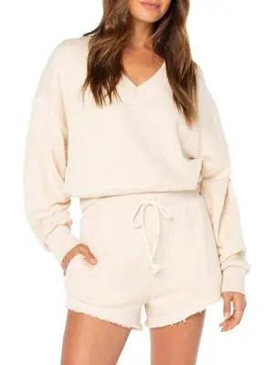 Roxy Relaxed Fit V-neck Cotton Sweatshirt - Parchment