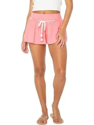 Roxy Pipeline Drawstring Cotton Blend Shorts - Strawberry Pink