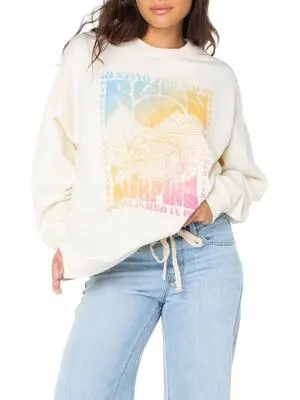 Roxy Line Up Oversize Graphic Sweatshirt - Cloud Dancer