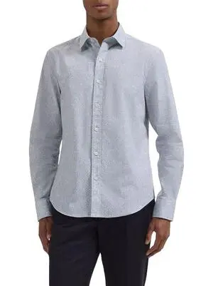 Bugatchi Julian Shaped Fit Geo Print Cotton Button-up Shirt - Shark
