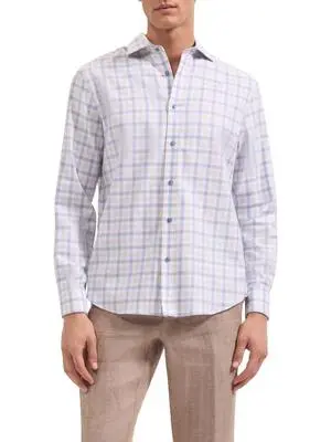 Bugatchi Axel Shaped Fit Plaid Button-up Shirt - Air Blue