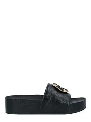 Tory Burch Leather Wedge Sandals - Black