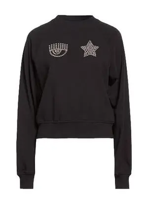 CHIARA FERRAGNI French Terry Sweatshirt With Appliqués - Black