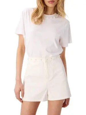 Cami Nyc Mattea Faux Pearl Trim Pima Cotton T-shirt - White